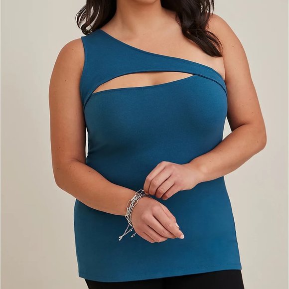 torrid | Tops | Torrid Top 4x One Shoulder Cut Out Foxy Teal Blue Plus ...